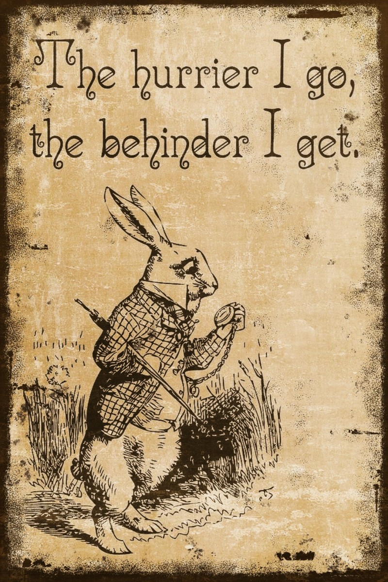 Alice In Wonderland Rabbit Clock Quote