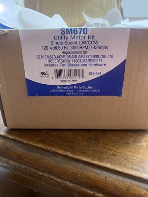 Utility Motor Kit SM670 Single Speed 120 Volts 3,000 RPM | eBay