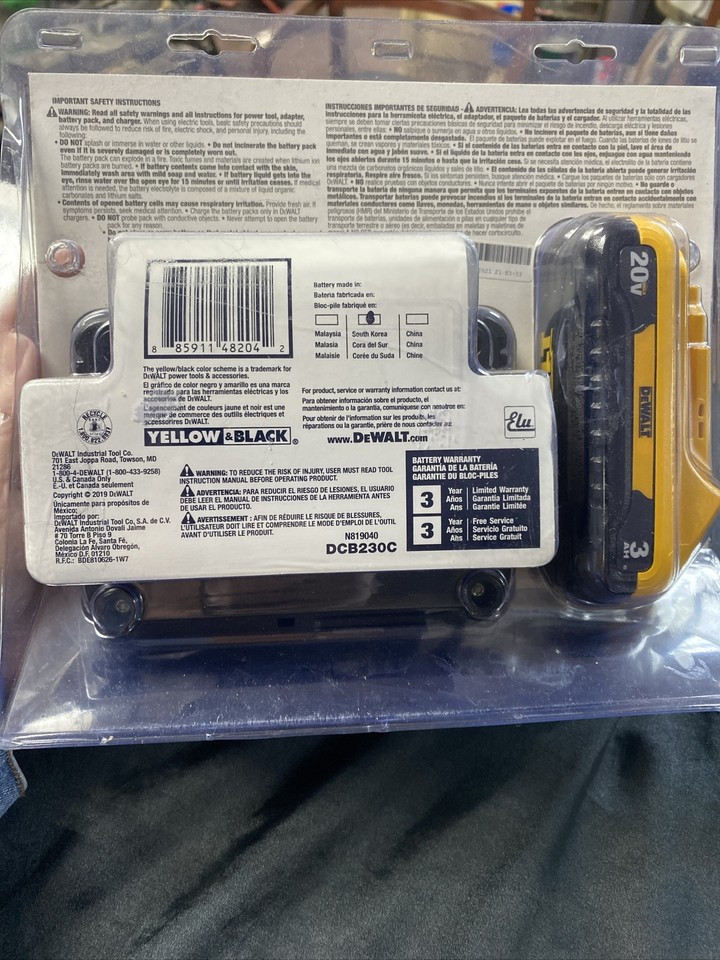 DEWALT 20V 3Ah Lithium Battery Pack with Charger (DCB230C) factory ...