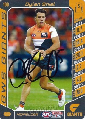 Signed 2016 GWS GIANTS AFL Card DYLAN SHIEL | eBay Australia