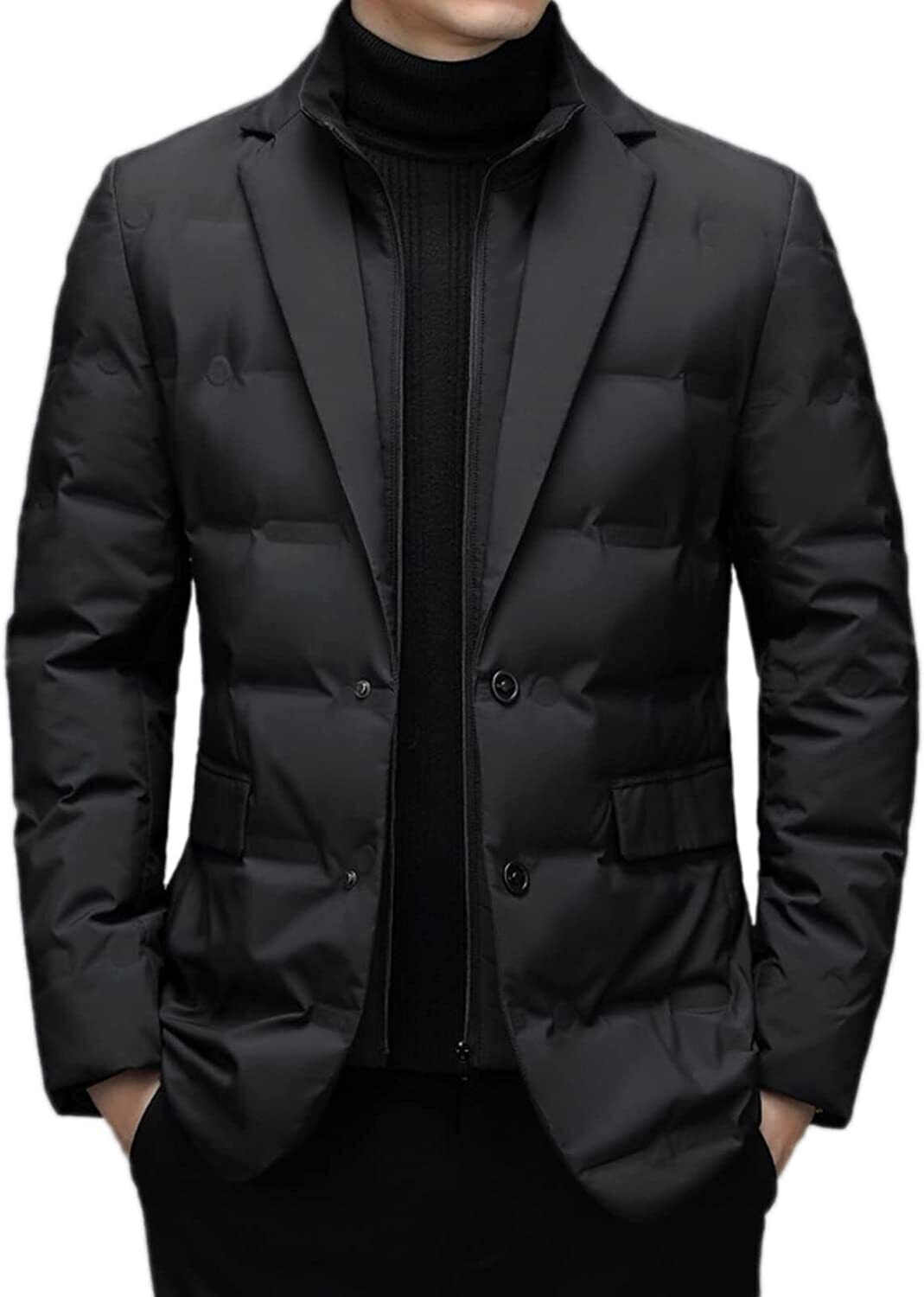 Men Winter Fake Two Suit Style Down Jacket Casual Warm Coat Stand ...