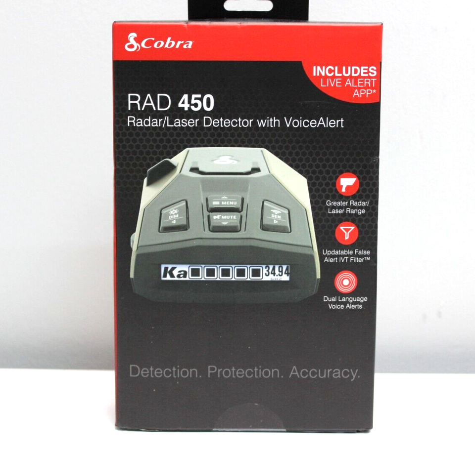 Cobra RAD 450 Laser Radar Detector: Long Range, False Alert Filter ...