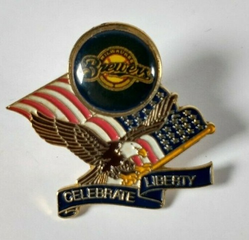 Milwaukee Brewers Hat Lapel Pin MLB Eagle American Flag Celebrate ...