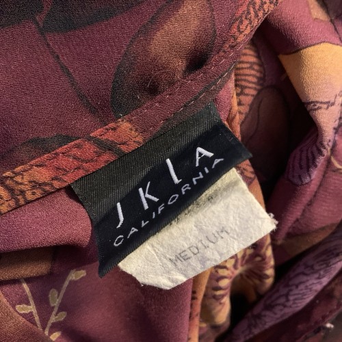 Womans Vinatage JKLA Burgundy Floral Waist Wrap Dress Size M | eBay