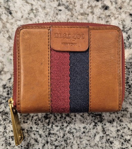 Margot New York Red And Blue Leather Zip Around Wallet | eBay