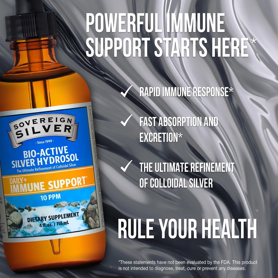 Sovereign Silver Bio-Active Silver Hydrosol Liquid 10ppm Immune Support ...