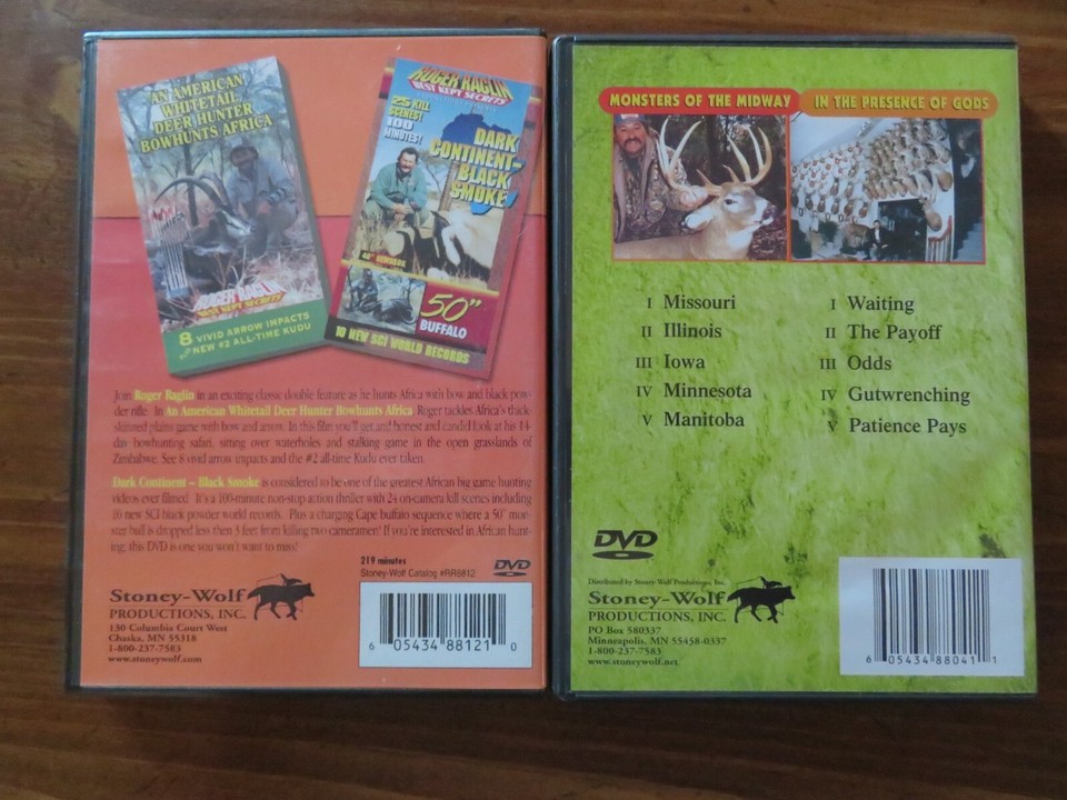 7 HUNTING DVD LOT; WHITETAIL ADRENALINE, ROGER RAGLIN. DEER, BULL ELK ...