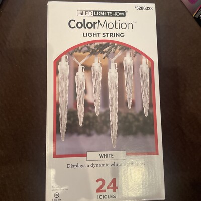 Gemmy LED Lightshow ColorMotion 24 White LED Christmas Icicle Lights ...
