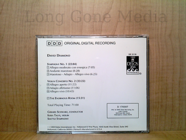 David Diamond: Symphony No 1 / Violin Concerto No 2 by Ilkka Talvi (CD ...