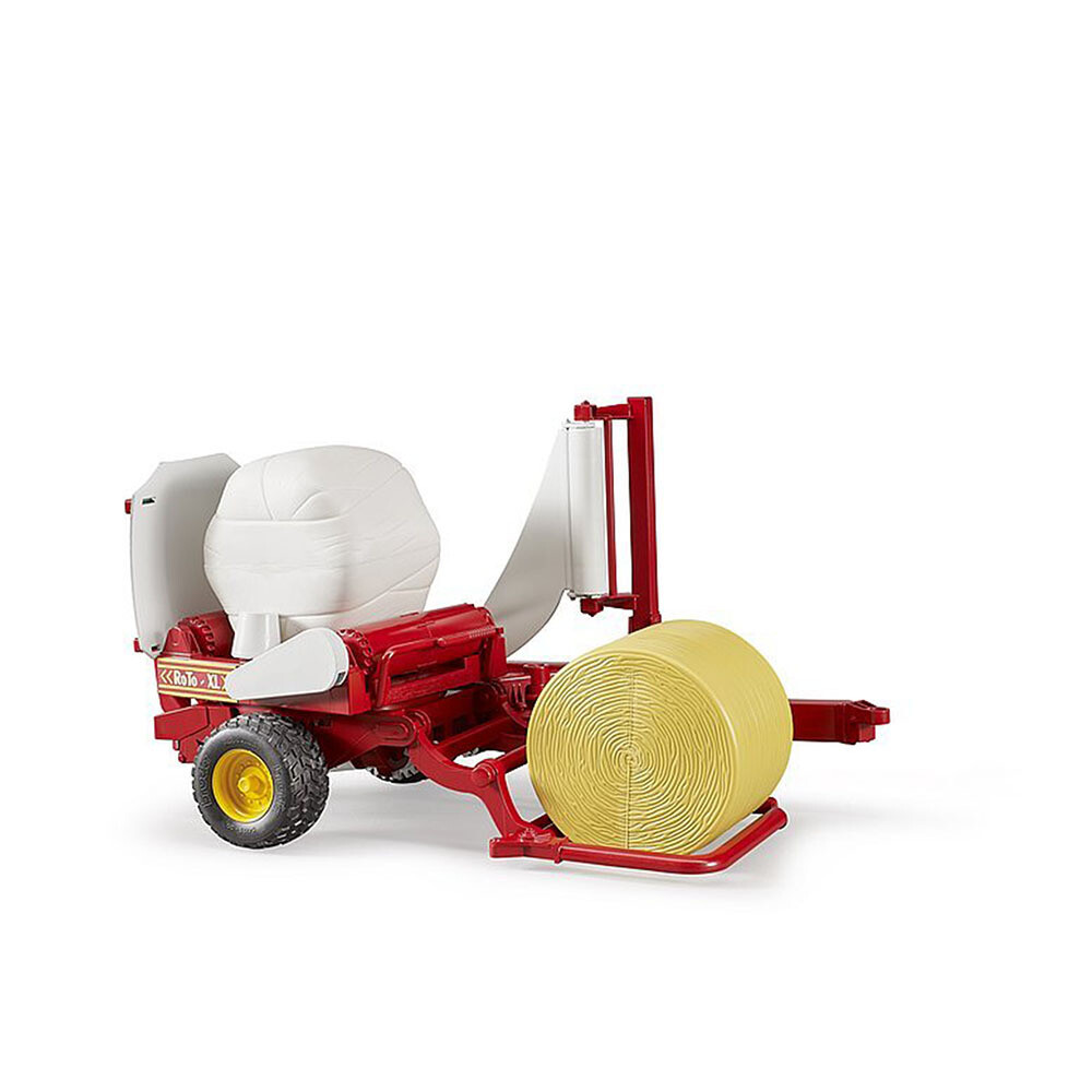 Bruder 1:16 Scale Bale Wrapper Red Farm Toy with Ochre & Black Bales ...