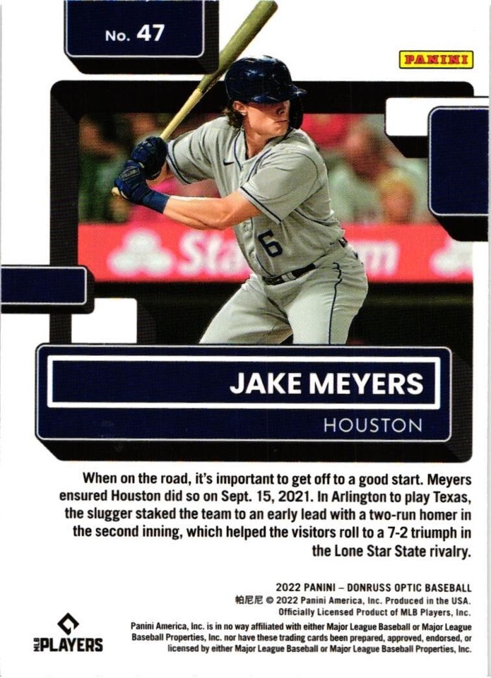 2022 Donruss Optic Jake Meyers Rated Rookie RC #47 Astros | eBay
