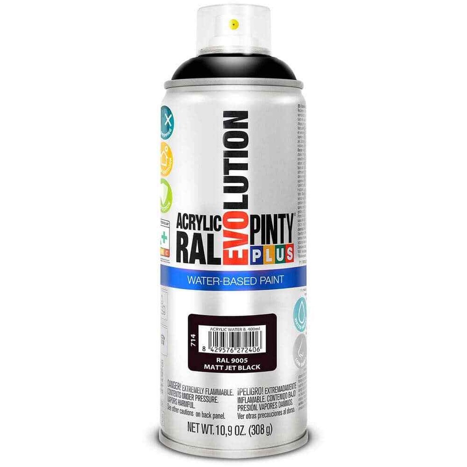 Evolution Acrylic 10.9 Oz. Matt Jet Black, Water Base Spray Paint ...