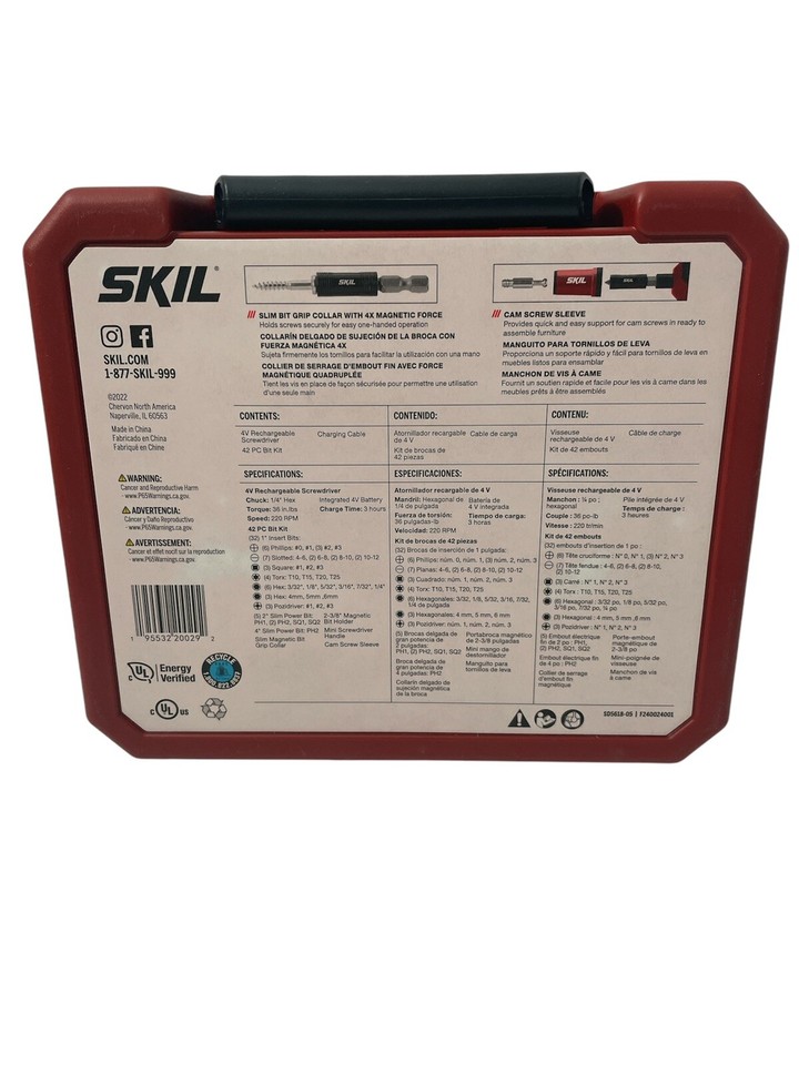 SKIL 4V Pistol Grip Screwdriver with 42pcs Bit Set - SD5618-03 ...