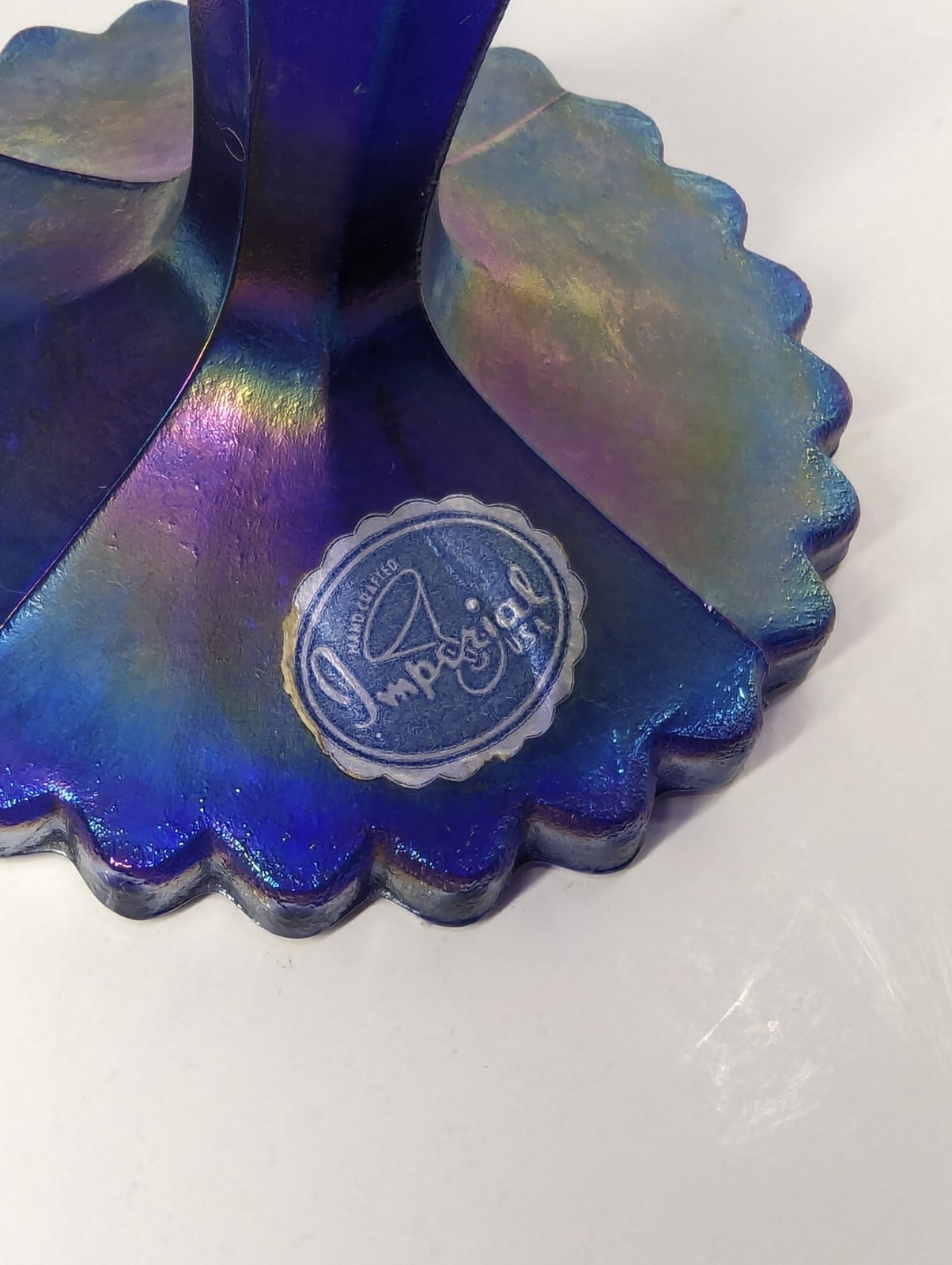 VINTAGE IMPERIAL GLASS COBALT BLUE 5" FOOTED COMPOTE AURORA JEWELS ...