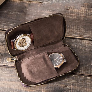 Premium Leather Watch Pouch Bag Zipper Watches Storage Box Case Sleeve ...