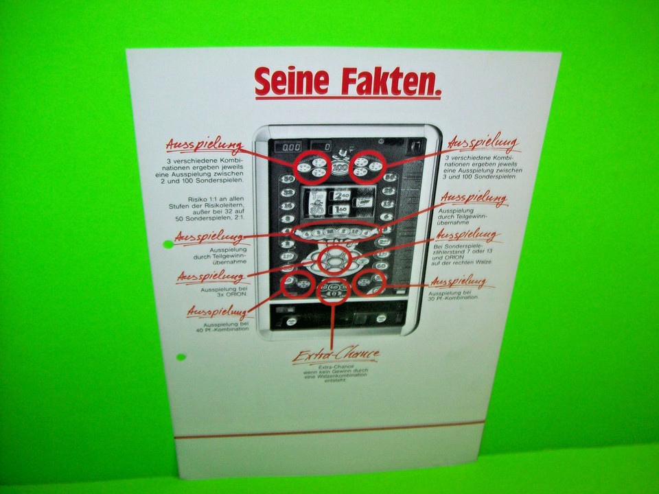 Electron Games RENO ORION NICHTS Vintage German Text Slot Machine Sales ...