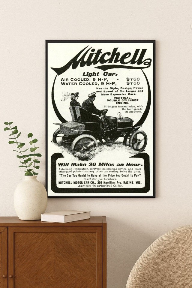 🚗 Vintage 1900s Mitchell Car Ad Poster - 24x36” - Premium Matte Paper ...