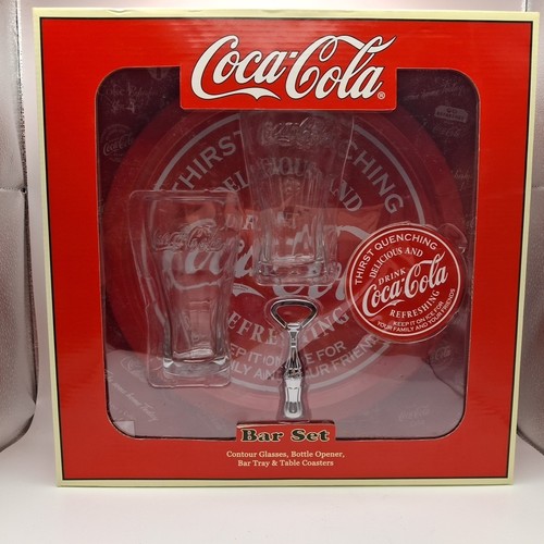 Coca Cola Bar Set Metal Tray Coasters Bottle Opener Pub Home Bar Man ...