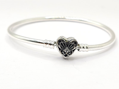 Authentic PANDORA 925 Heart & Butterfly Charm Bangle Bracelet 592593C01 ...