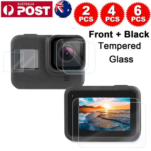 2/4/6x Tempered Glass Screen Protector For GoPro Hero 8 + Lens Cover ...