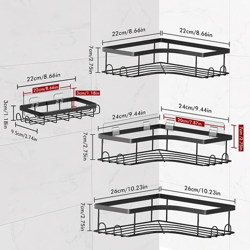 EACHPAI Corner Shower Caddy with Hooks and Soap Dish Adhesive No ...