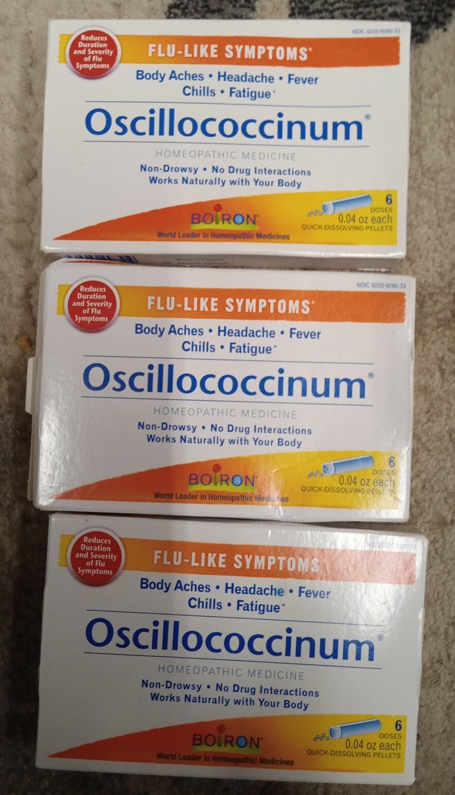 3pk Oscillococcinum 6 Doses X3 Flu Like Symptoms Homeopathic Medicine ...