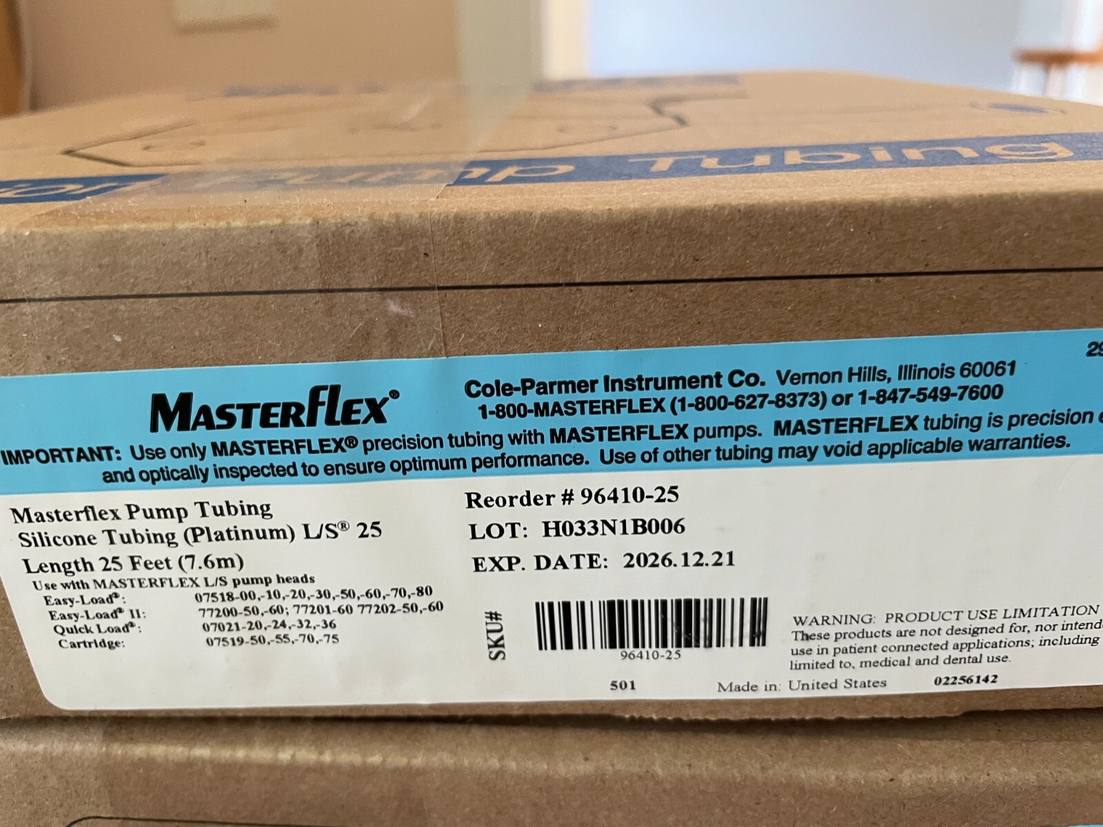 Masterflex Precision Pump Tubing Platinum-Cured Silicone, L/S 25 ft ...