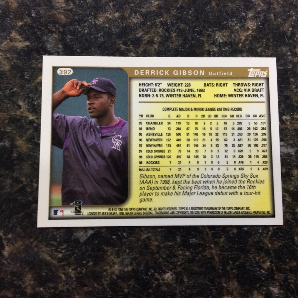 1999 Topps #392 Derrick Gibson Colorado Rockies | eBay