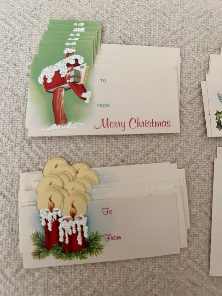 26 VINTAGE CHRISTMAS GIFT TAGS CARDS FOLDERS DIE CUT*ORIGINAL BOX*PECK ...