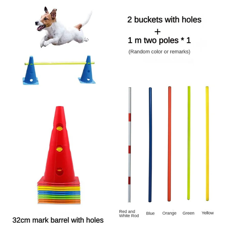 Dog Agility Set Jump Training Equipment Pet Speed Jumping Hurdle Cones ...