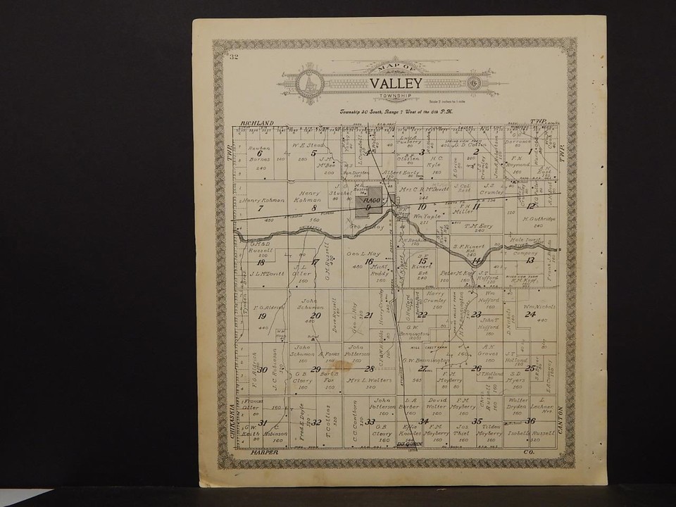 Kansas, Kingsman County Map, Richland & Valley Townships Dble Sided ...