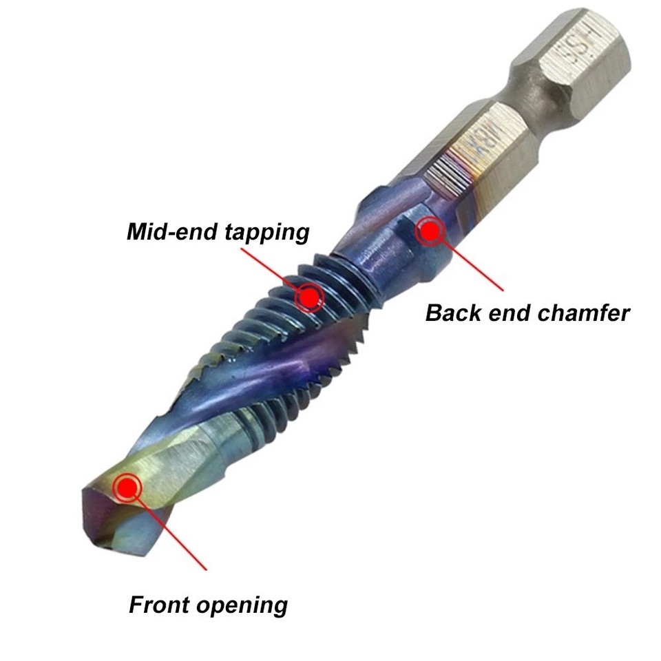 Tap Drill Tap Drill Bit 1/4 Hex Shank High Speed Steel M3-M10 12pcs/Set ...