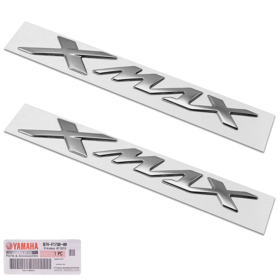 2 PCS Genuine Parts Yamaha XMAX 300 3D Emblem Logo SILVER Chrome B74 ...