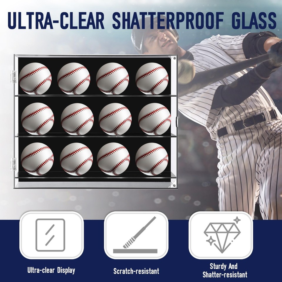 Acrylic Baseball Display Case Wall Mounted Display Holder Shadow Box ...