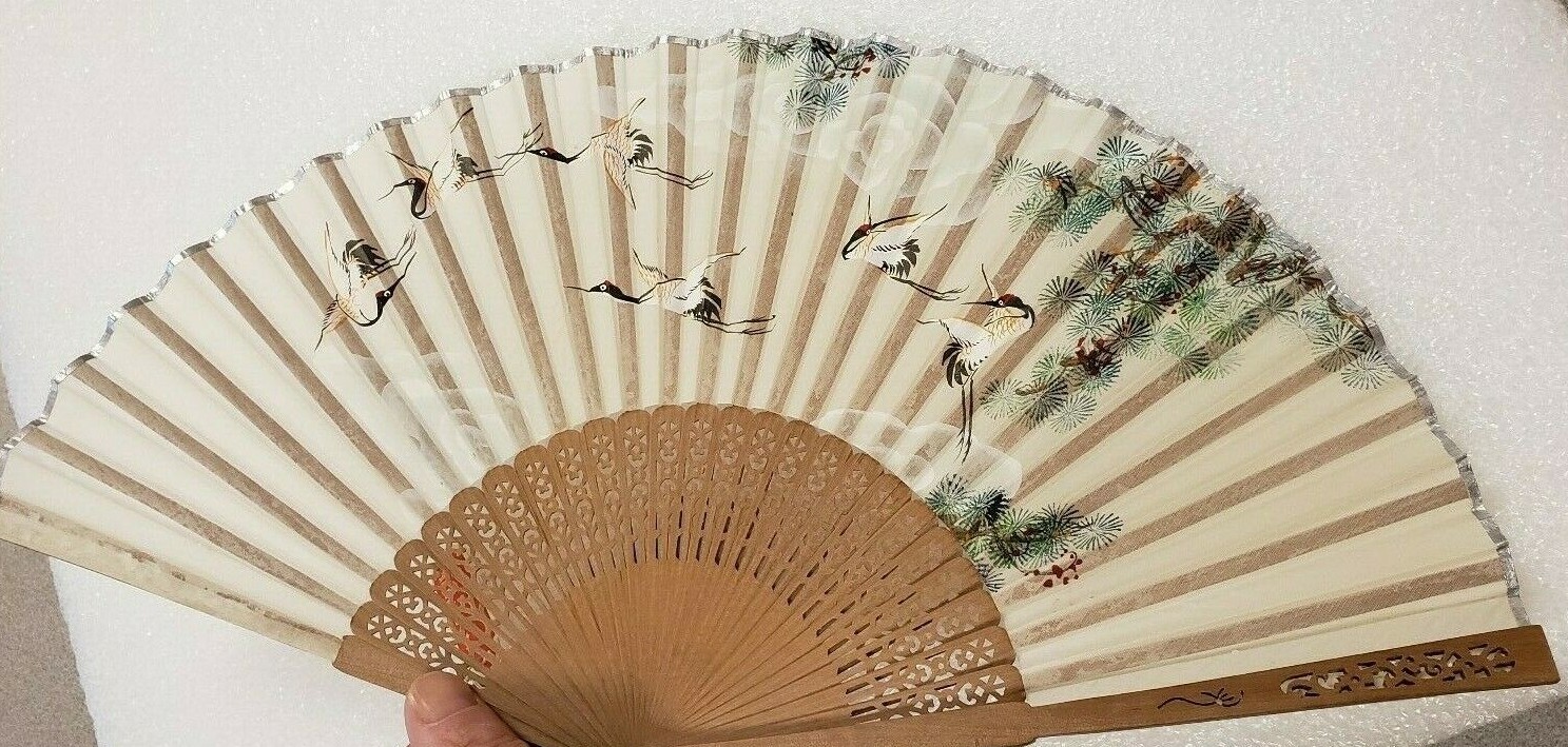 Folding Hand Fan **BIRD DESIGN** Peoples Republic Of… - Gem