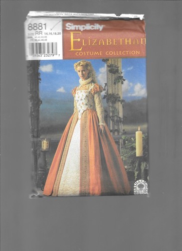 Simplicity 8881 Historical Elizabethan Costume Pattern Size RR Uncut ...