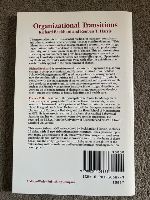 Organizational Transitions: Managing Complex Change by Reuben T. Harris ...