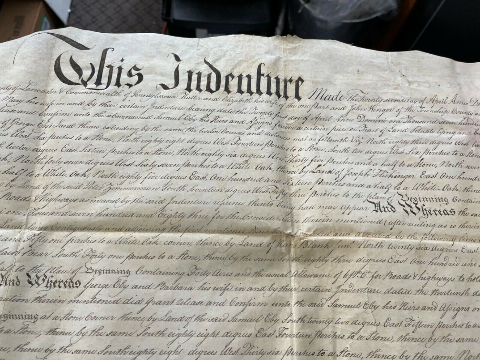 1791 Indenture Land Document-Lancaster, Pa. Very Nice Condition. | eBay