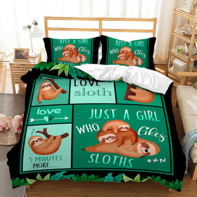Cute Sloth Duvet Cover Doona Cover Double Queen Bedding Quilt Cover ...
