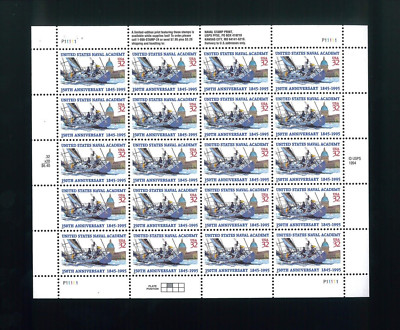 United States 32¢ U.S. Naval Academy Postage Stamp #3001 MNH Full Sheet ...