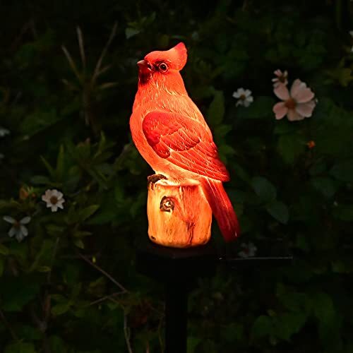 Cardinal Garden Decor Bird Figurine Solar Light Outdoor Stake Patio ...