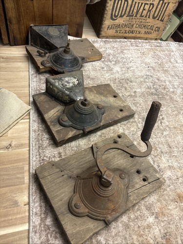 3 Antique 1860 Primitive Cast Iron Coffee Mill Grinder PARTS 1 - J&E ...