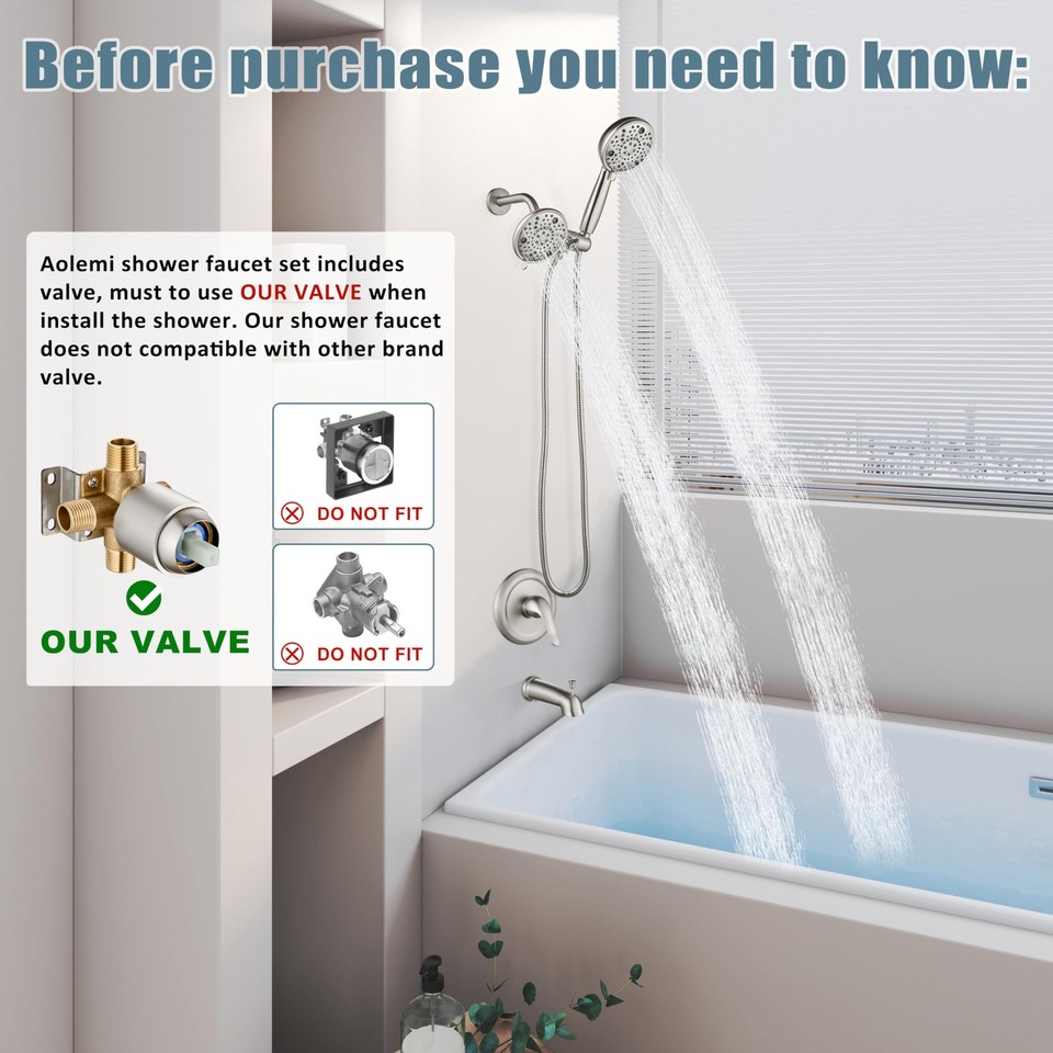 Shower Faucet Set with Tub Spout Rain Shower Head System Shower Trim ...