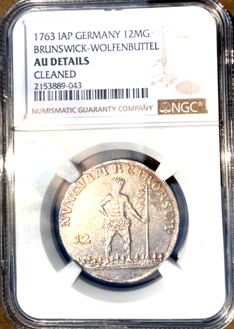 1763 IAP German States Brunswick Wolfenbuttel Wildman 1/3 Taler, 12 MG ...