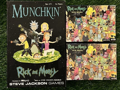 Rick and Morty Board Game Lot Munchkin & Total Rickall Card Game Lot Of ...