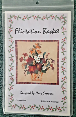 Mary Sorensen FLIRTATION BASKET Sewing Craft Project Wallhanging Quilt ...