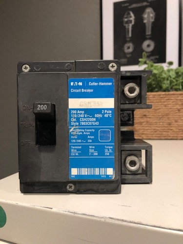 CUTLER HAMMER EATON CSH 35k CSH2200N 2 POLE 200 AMP 120/240V CIRCUIT ...