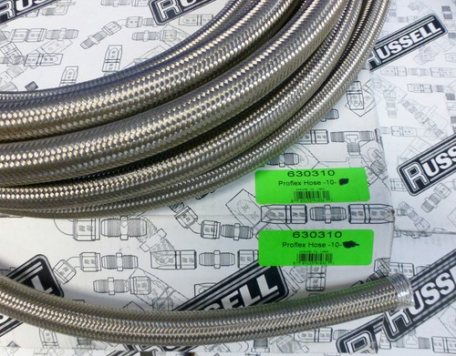 Russell 630310 ProFlex Braided Stainless Steel Hose -10 AN 50' Fuel Oil ...