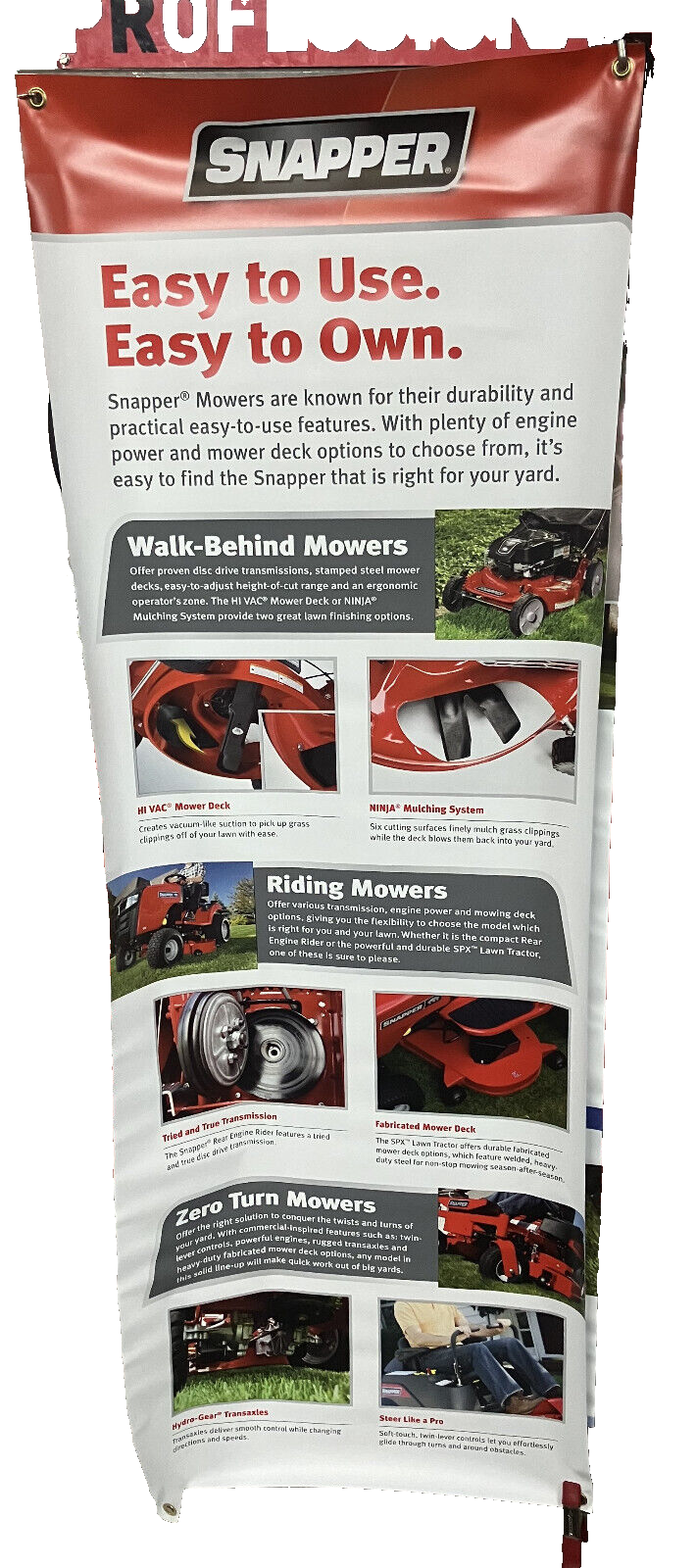 SNAPPER MOWER Advertising Banner-NEW 63"x23" | eBay