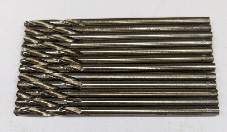 12 Jobber Length Drills Short Flute Wire Gauge Size #34 HSS Bright 118 ...